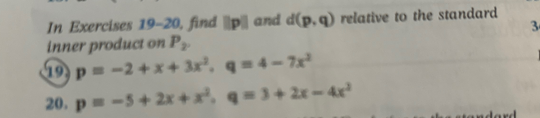 Solved In Exercises 19-20, ﻿find |p| ﻿and d(p,q) ﻿relative | Chegg.com