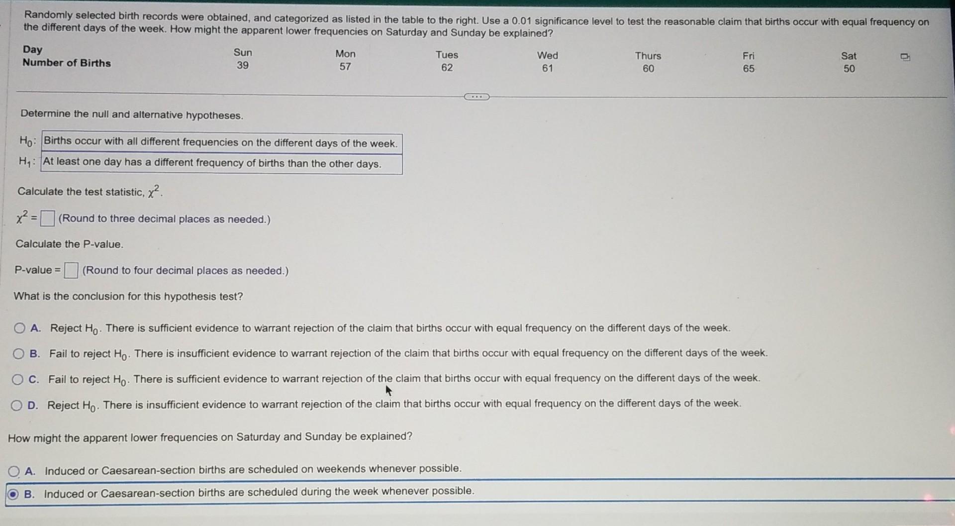the different days of the week. How might the | Chegg.com