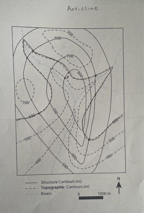Solved Anticline Structure Contours (m) .... Topographic | Chegg.com