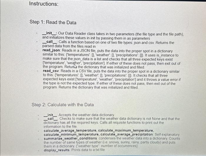 Solved init_: Our Data Reader class takes in two parameters | Chegg.com