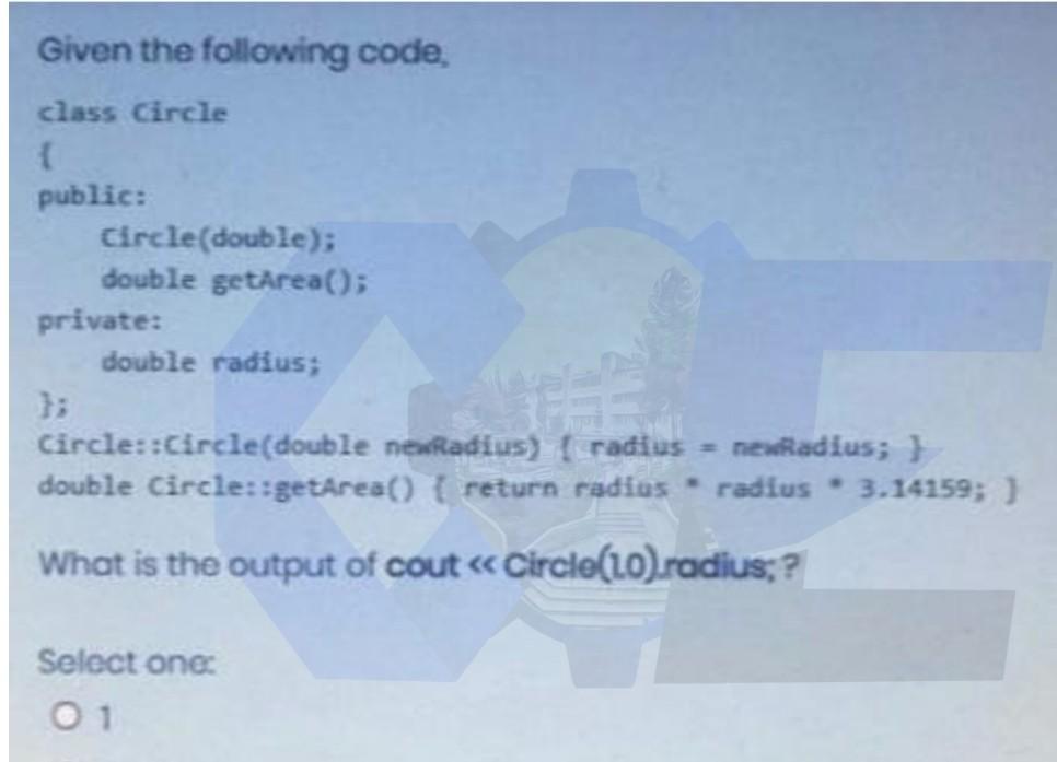 Solved Given the following code, class Circle { public: | Chegg.com