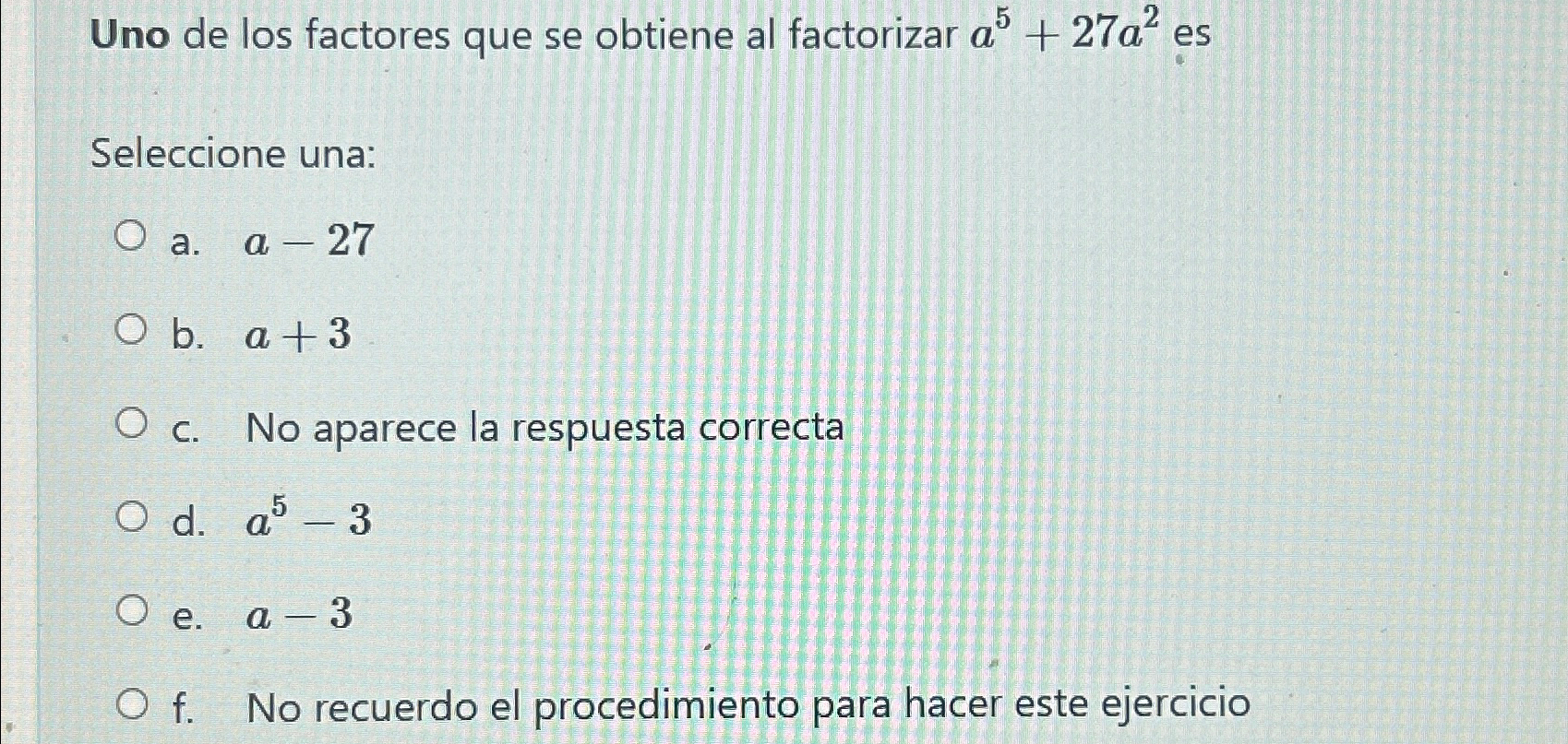 Solved Uno de los factores que se obtiene al factorizar | Chegg.com