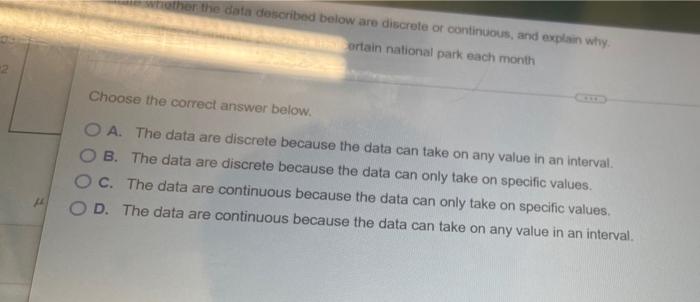 Solved state whether the data described below are discrete | Chegg.com
