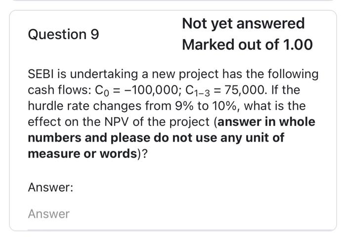 Solved SEBI is undertaking a new project has the following | Chegg.com
