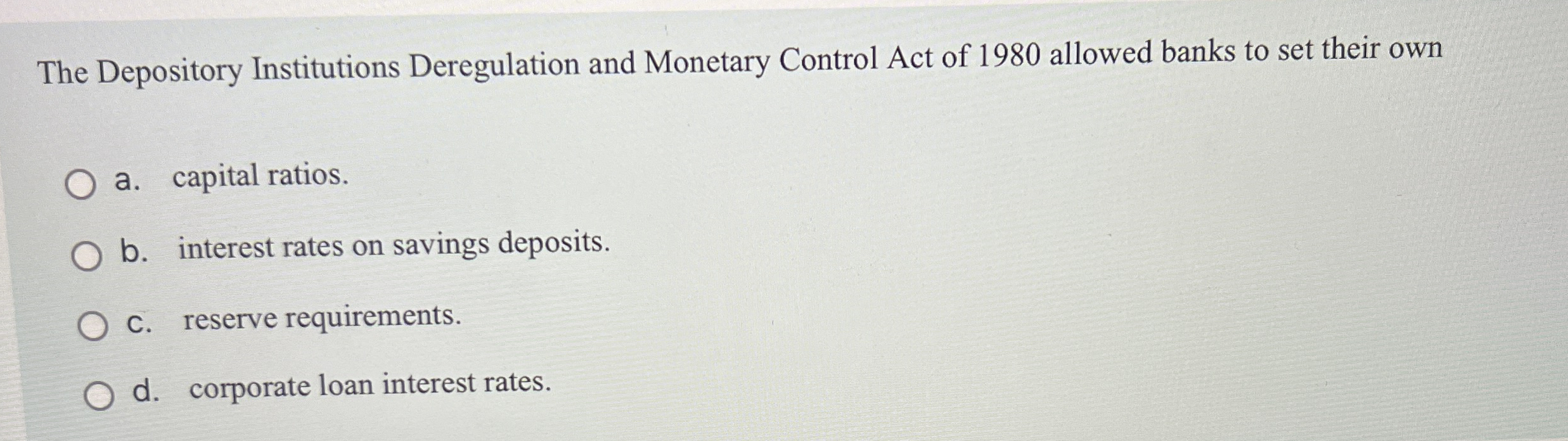 Solved The Depository Institutions Deregulation and Monetary | Chegg.com