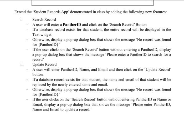 Solved Extend the 'Student Records App' demonstrated in | Chegg.com