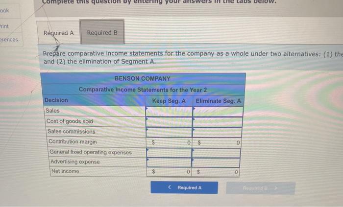 Solved my Work Exercise 6-14A (Algo) Segment elimination | Chegg.com
