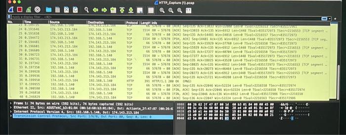 Solved Wireshahk network analysis tool. Wireshark is open | Chegg.com