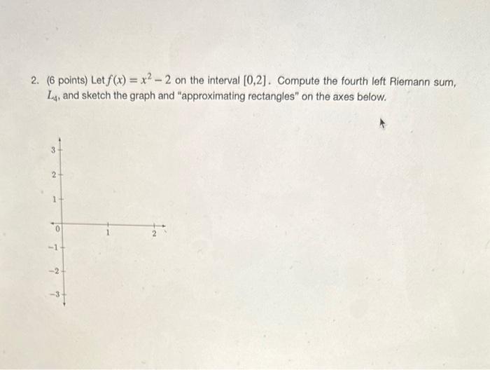 Solved 2. (6 points) Let f(x)=x2−2 on the interval [0,2]. | Chegg.com