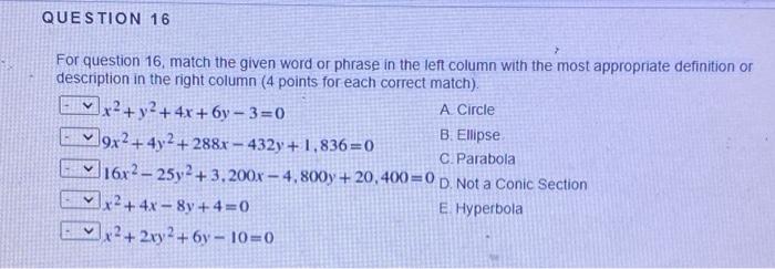 Solved QUESTION 16 For question 16, match the given word or | Chegg.com