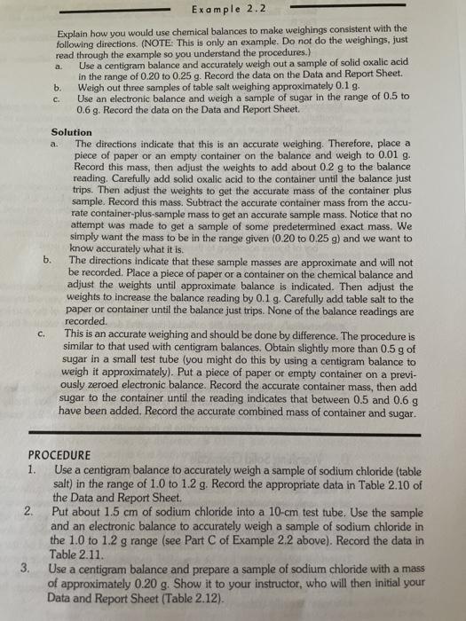 THE USE OF CHEMICAL BALANCES A. The Centigram Balance | Chegg.com