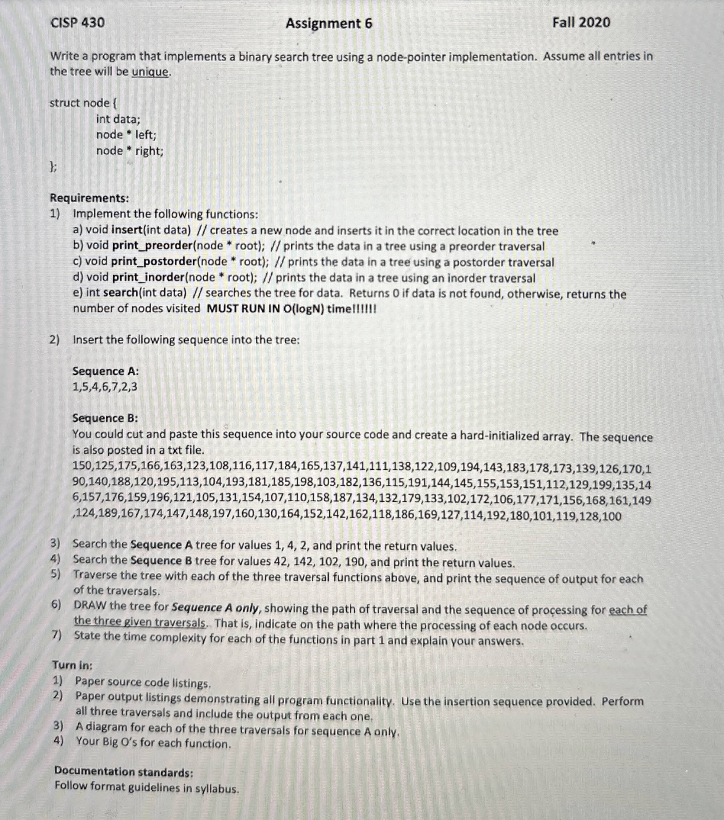 Solved Write a program that implements a binary search tree | Chegg.com
