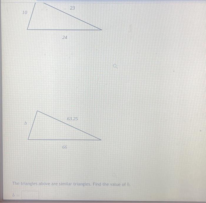 Solved The triangles above are simitar triangles. Find the | Chegg.com