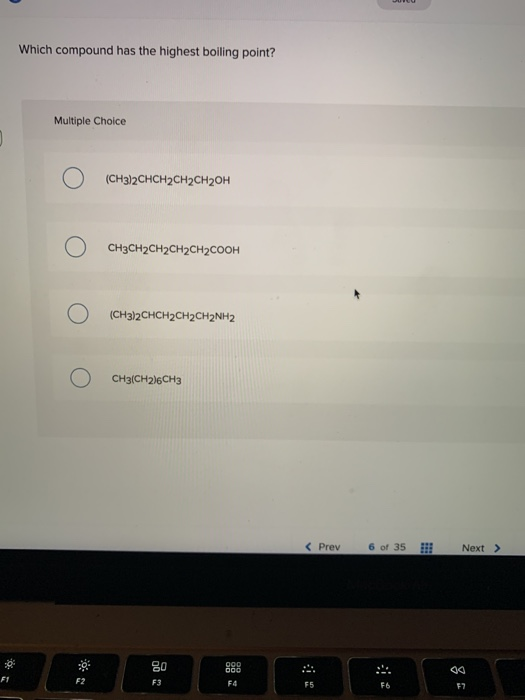 Solved Which compound has the highest boiling point? | Chegg.com