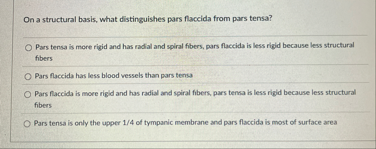 Solved On a structural basis, what distinguishes pars | Chegg.com