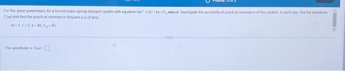 Solved C(a) and find the practical resonance frequency u (f | Chegg.com