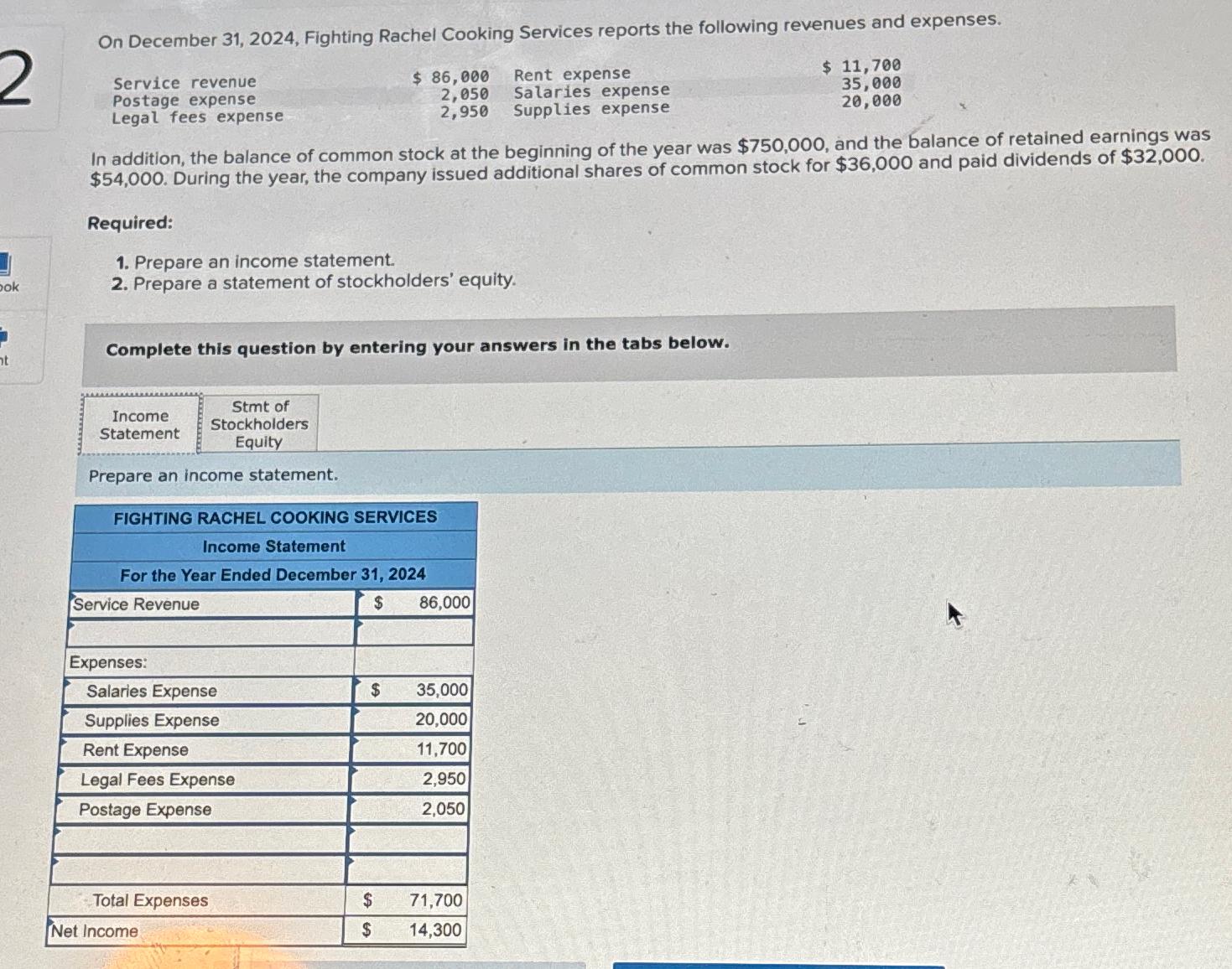 Solved On December 31, 2024, ﻿Fighting Rachel Cooking | Chegg.com