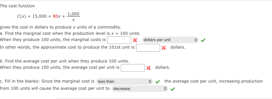 Solved The cost functionC(x)=15,000 80x 1,000xgives the cost | Chegg.com