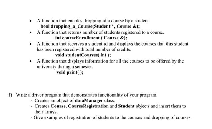 Solved C Define Class Datamanager To Manage Registratio