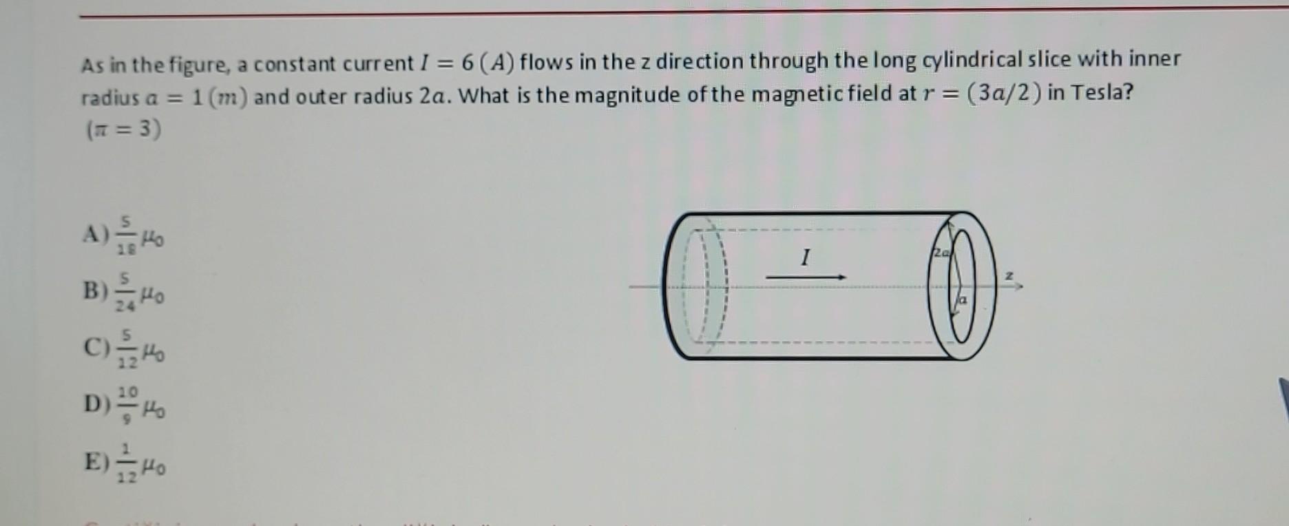 Solved As in the figure, a const ant current I=6(A) flows in | Chegg.com