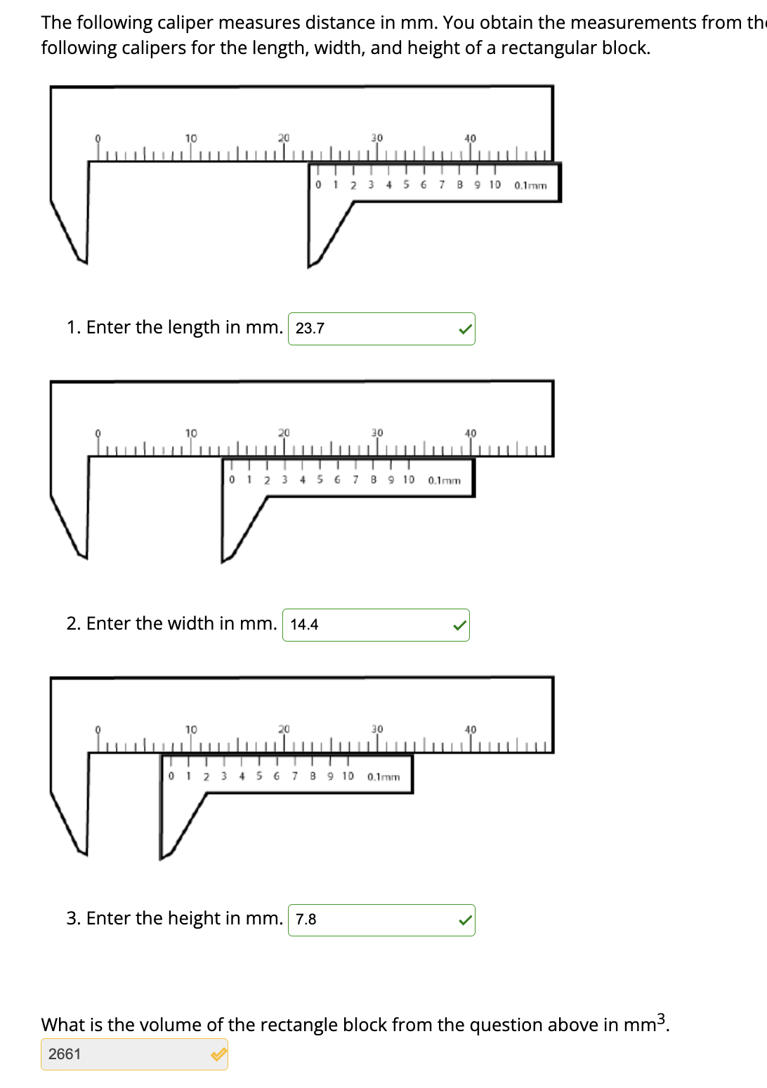 Solved The following caliper measures distance in mm. ﻿You | Chegg.com