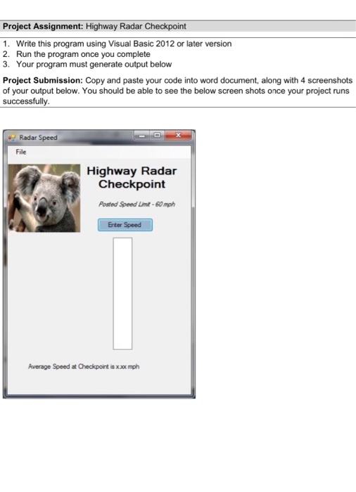Solved Project Assignment: Highway Radar Checkpoint 1. Write | Chegg.com