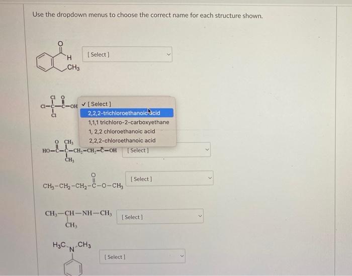 Solved Use the dropdown menus to choose the correct name for | Chegg.com