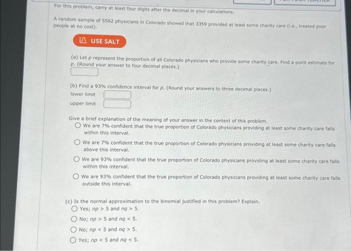 Solved carry at least four digits after the decimal in your | Chegg.com