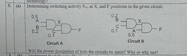 Solved (a) ﻿Determining switching activity P0.1 ﻿at X , ﻿and | Chegg.com