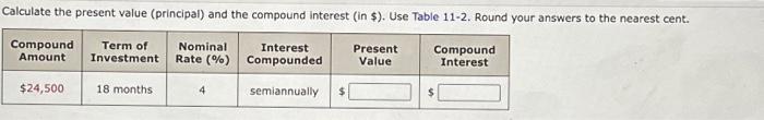 Solved Calculate the present value (principal) and the | Chegg.com