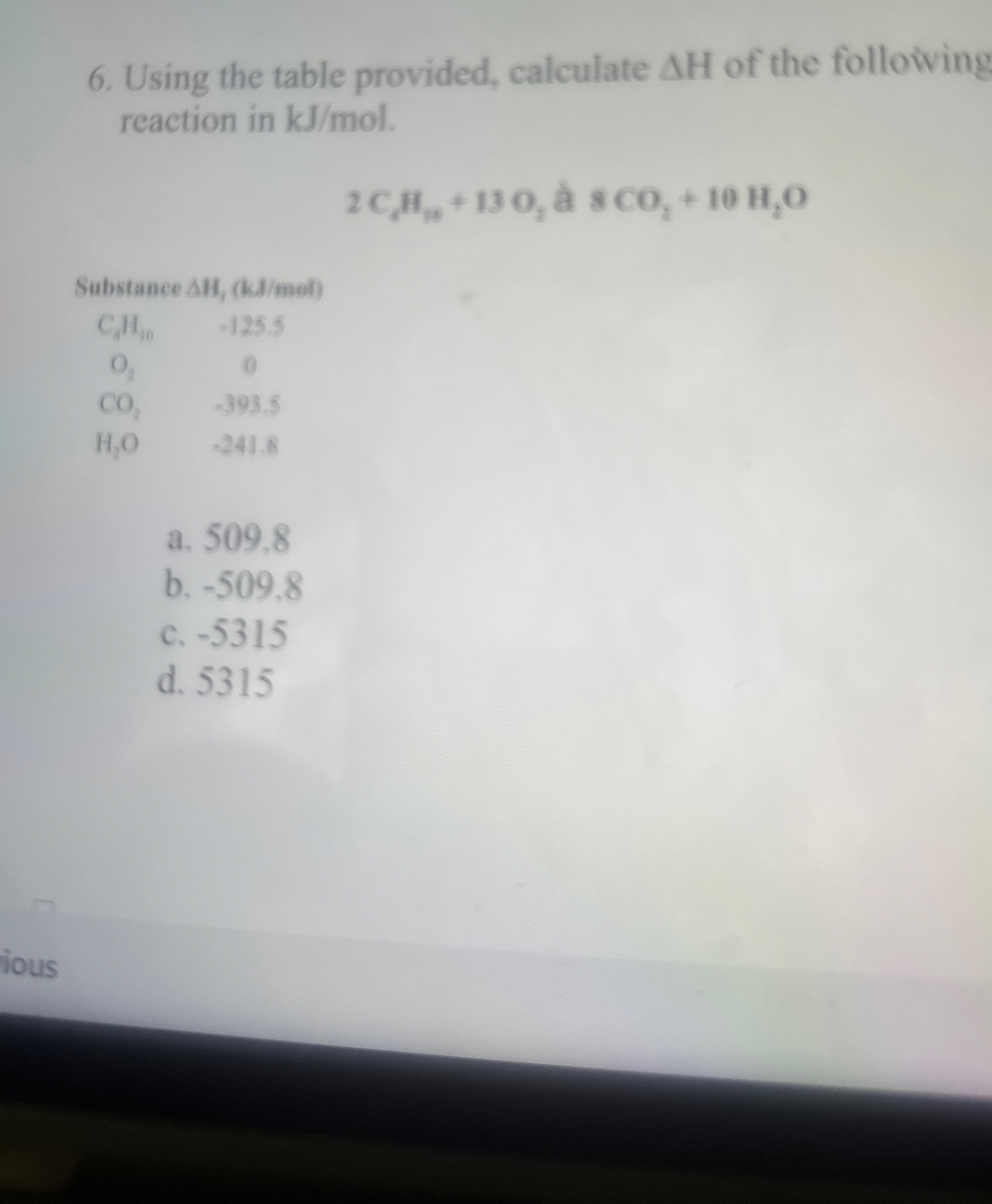 Solved Using the table provided, calculate ΔH ﻿of the | Chegg.com