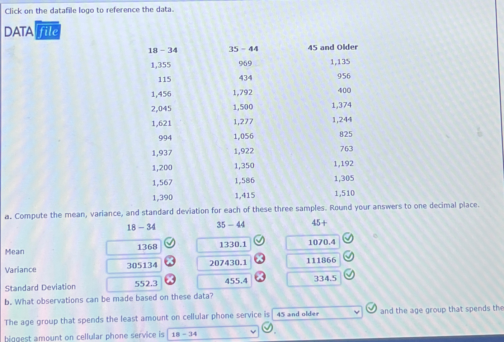 Click on the datafile logo to reference the data.DATA | Chegg.com