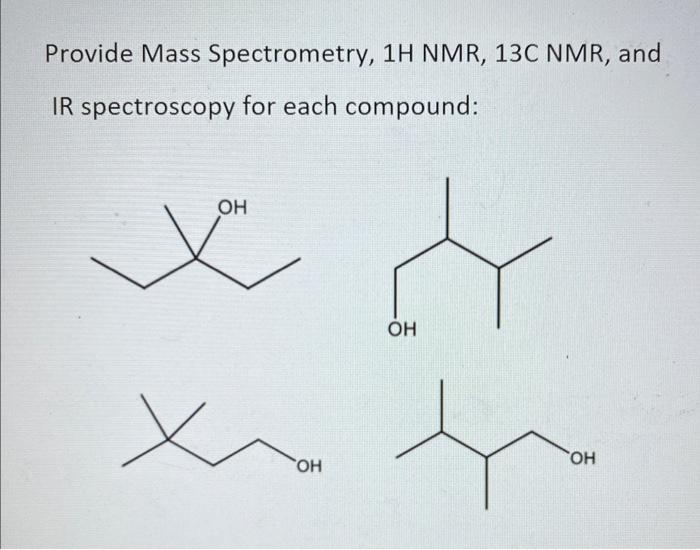 Solved Provide Mass Spectrometry, 1H NMR, 13C NMR, and IR | Chegg.com