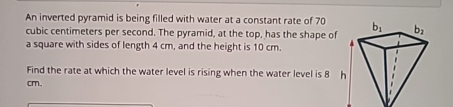 Solved An inverted pyramid is being filled with water at a | Chegg.com