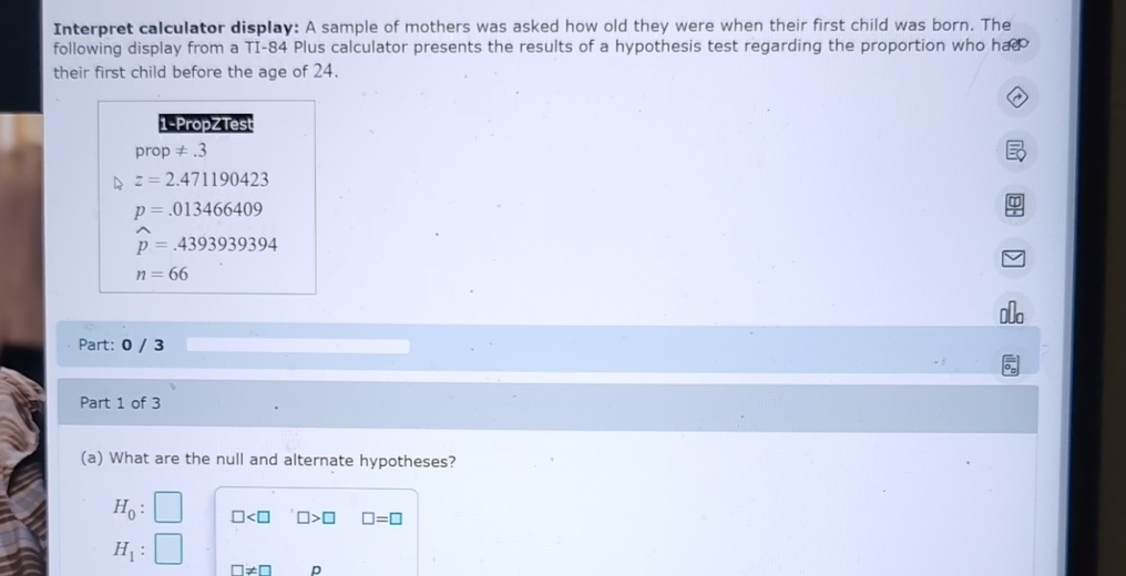 Solved Interpret calculator display: A sample of mothers was | Chegg.com