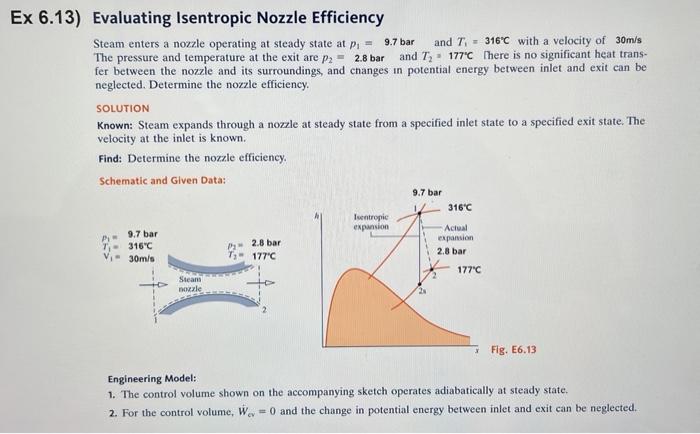 Solved Ex 6.13) Evaluating Isentropic Nozzle Efficiency | Chegg.com
