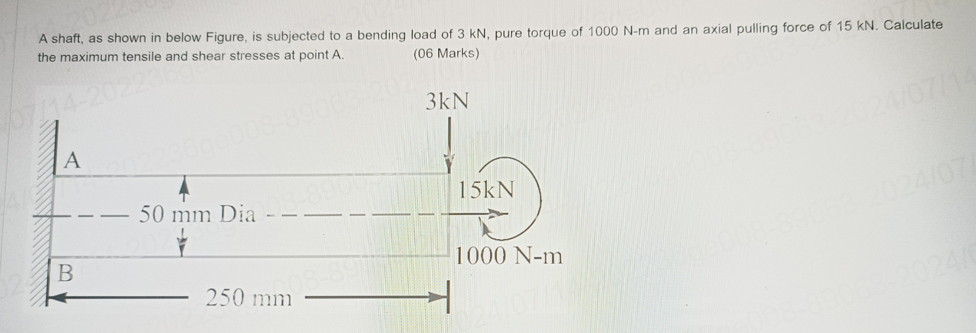 Solved A shaft, as shown in below Figure, is subjected to a | Chegg.com