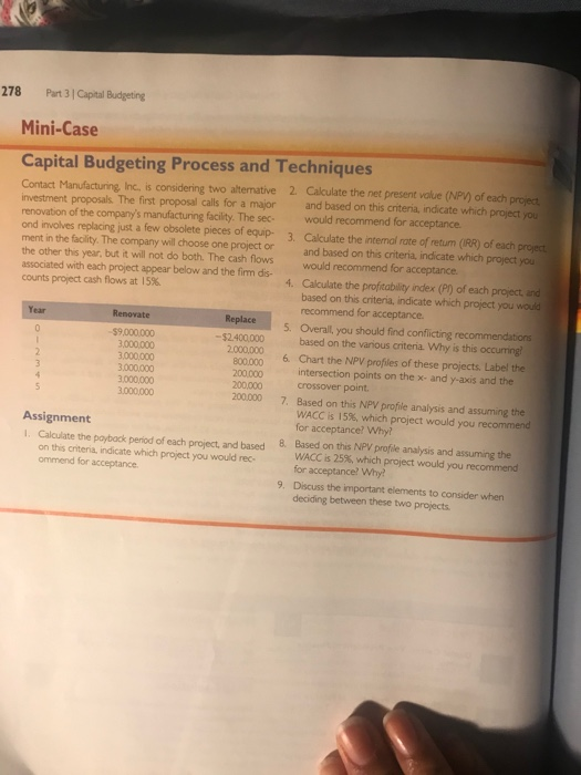 Solved 278 Part 3 Capital Budgeting Mini-Case Capital | Chegg.com