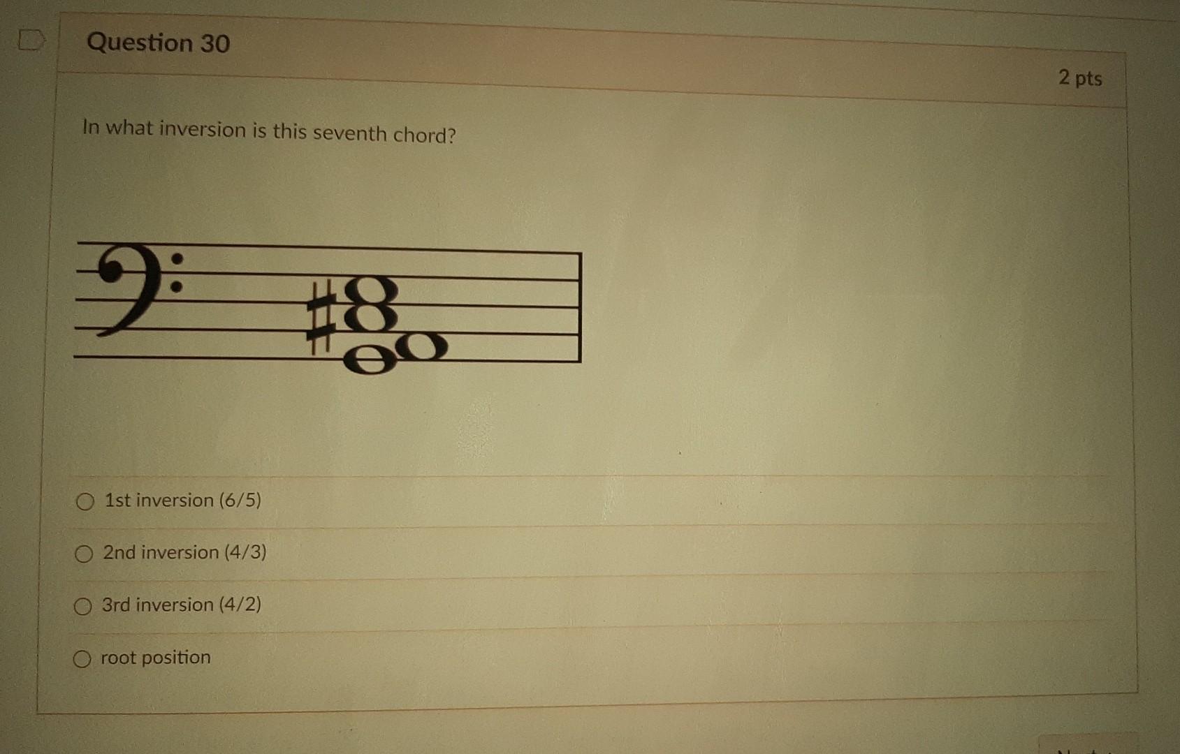 In what inversion is this triad? 1st inversion (6/3) | Chegg.com