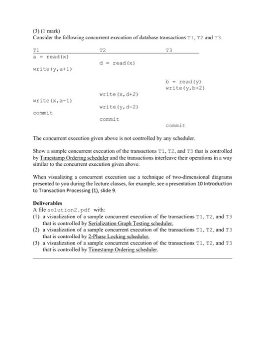Solved (3) (1 mark) Consider the following concurrent | Chegg.com