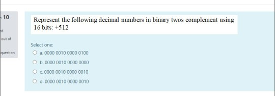Solved 10 Represent the following decimal numbers in binary | Chegg.com
