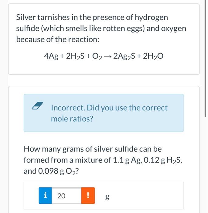 Solved Silver tarnishes in the presence of hydrogen sulfide | Chegg.com