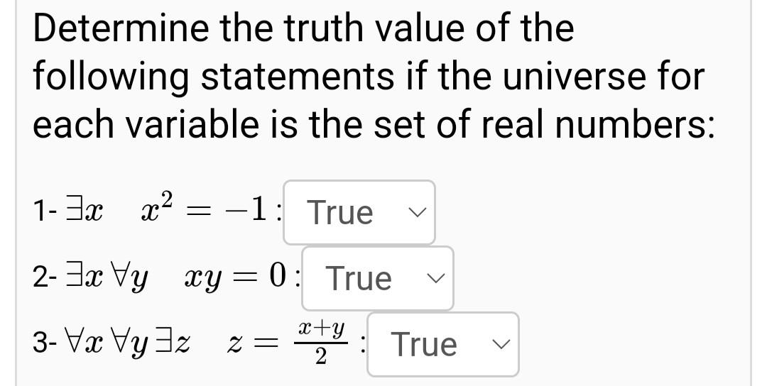 Solved Determine the truth value of the following statements | Chegg.com