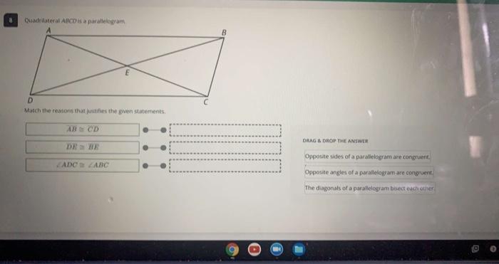 Solved Quadrilateral ACD is a parallelogram E D Match the | Chegg.com