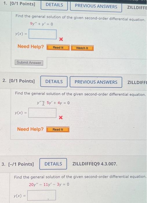 Solved Find the general solution of the given second-order | Chegg.com