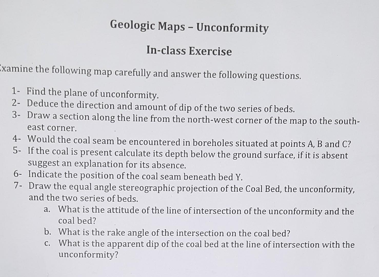 Solved Geologic Maps - Unconformity In-class Exercise xamine | Chegg.com