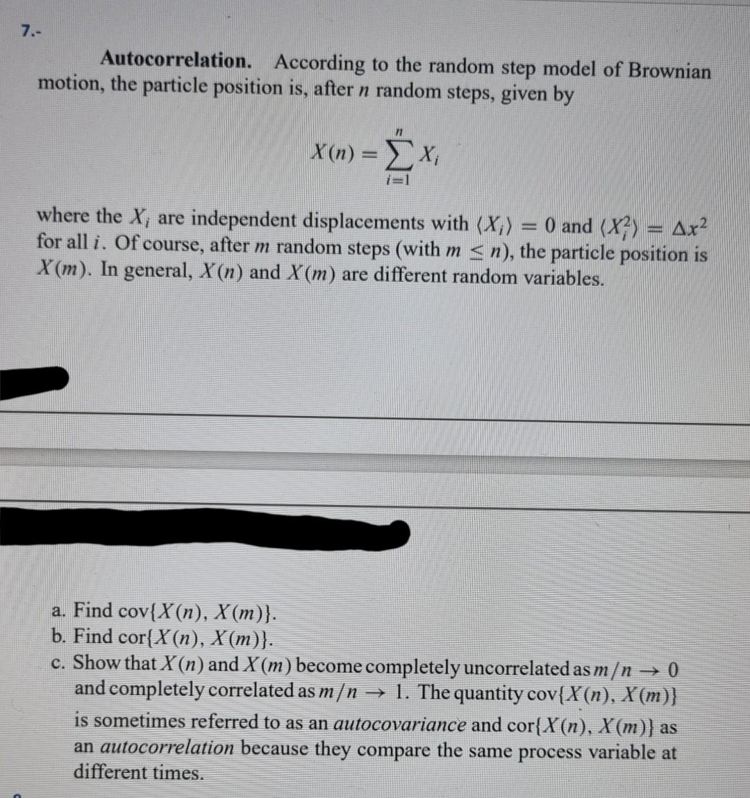 Solved Autocorrelation. According to the random step model | Chegg.com