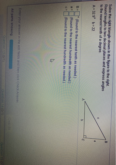 Solved Solve the right triangle shown in the figure to the | Chegg.com
