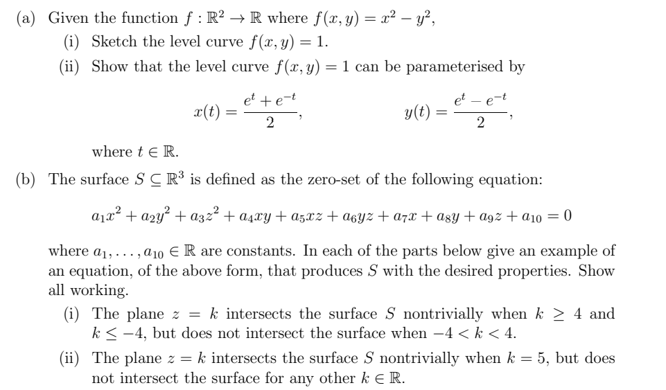 Solved (a) ﻿Given the function f:R2→R ﻿where | Chegg.com