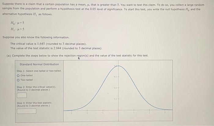 Solved Suppose there is a daim that a certain population has | Chegg.com